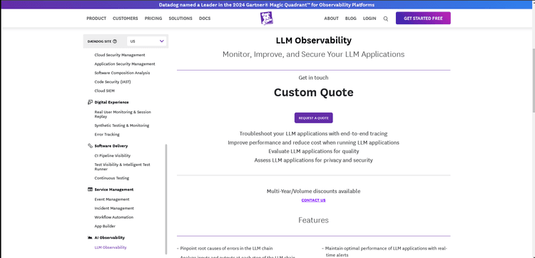 Datadog LLM Observability: Examples, Demo and Pricing | Lunary
