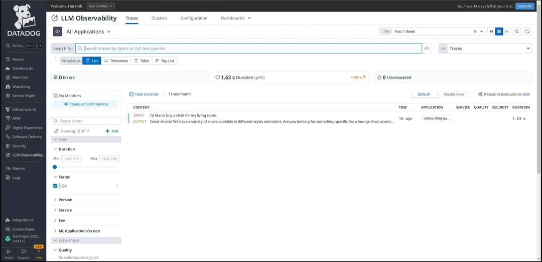Datadog LLM Observability: Examples, Demo and Pricing | Lunary